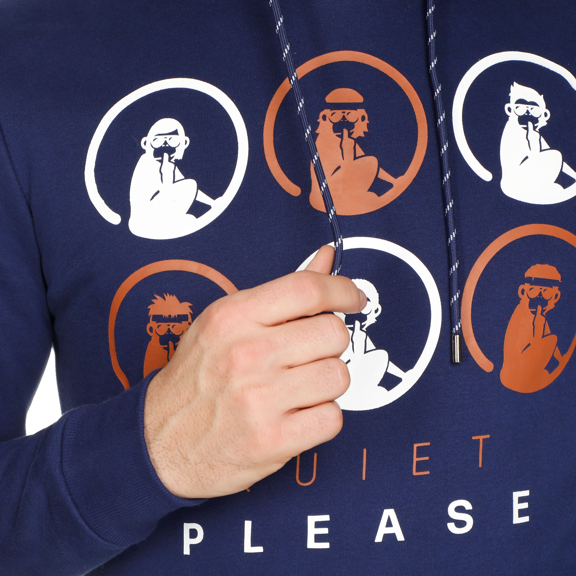 Quiet Please Retro Monkey Hoody Herren Dunkelblau, Mehrfarbig online kaufen | Tennis Point DE