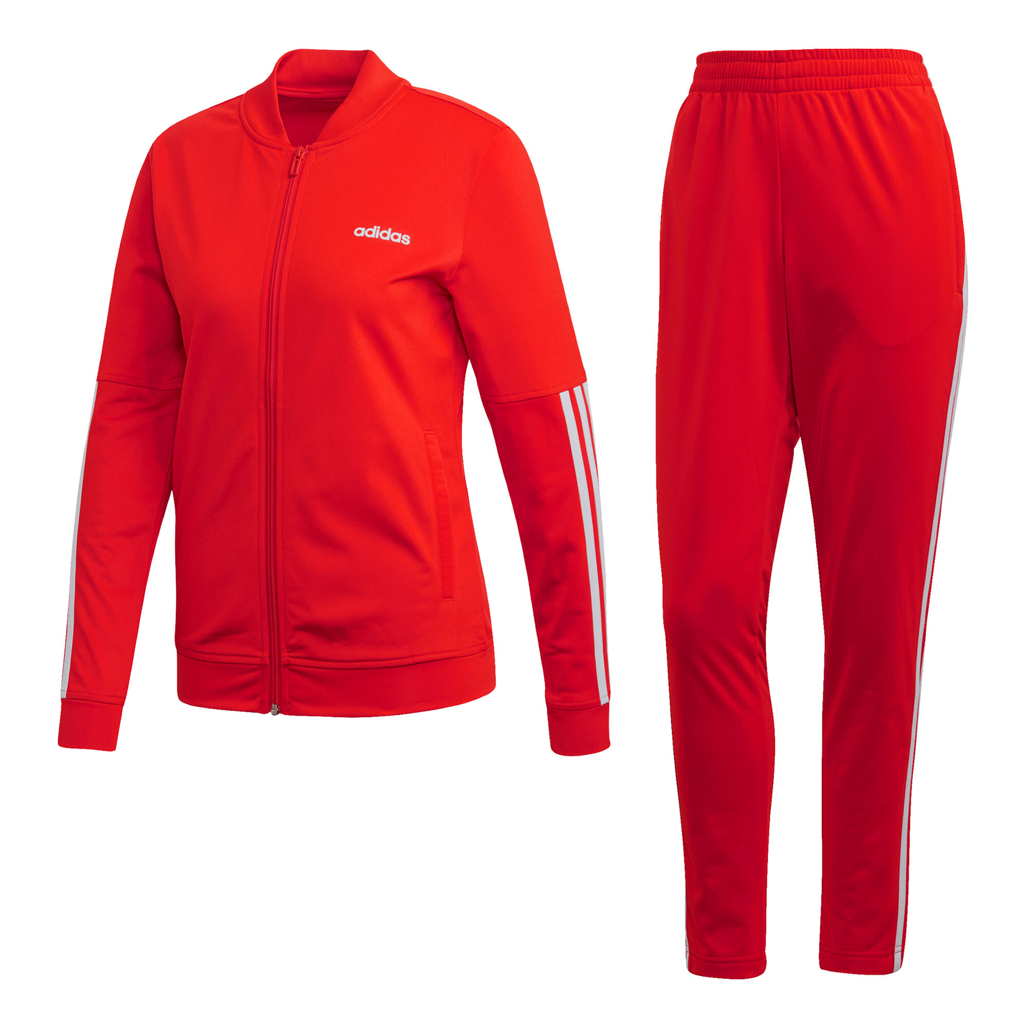 Adidas Back2basic 3 Stripes Trainingsanzug Damen Rot Weiß Online